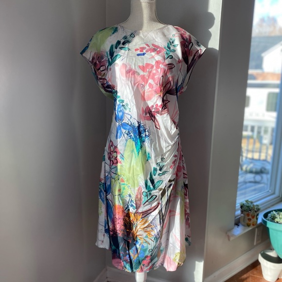thought | Dresses | Thought Watercolor Floral Short Sleeve Dress W ...